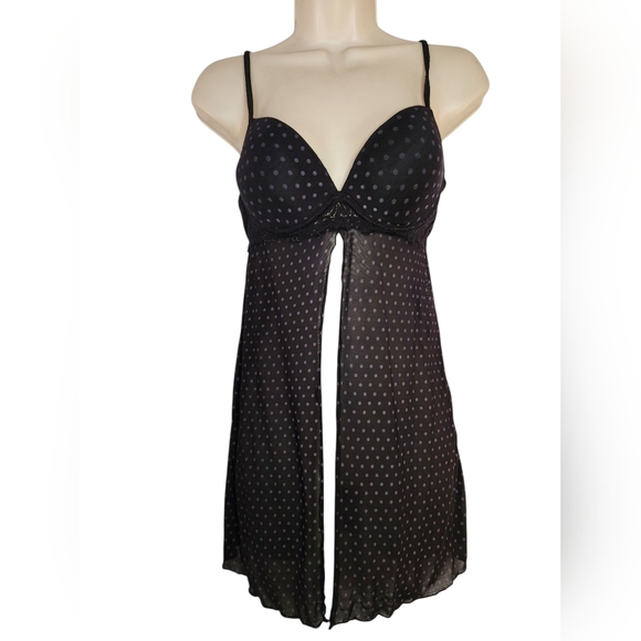 Rampage | Intimates & Sleepwear | Rampage Black Polka Dot Sheer Flyaway ...